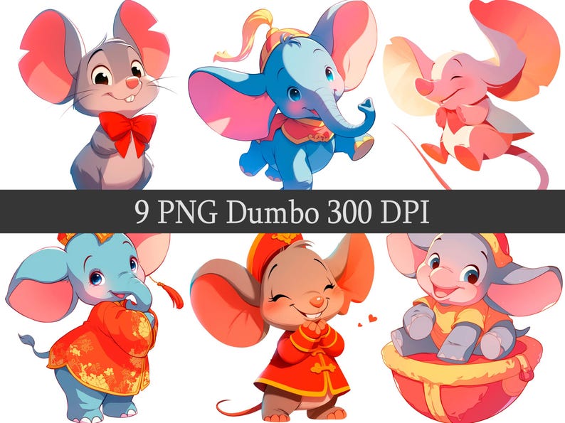 Clipart Dumbo Elephant PNG Clipart Bundle, Scrapbooking, Fan Art Clip ...