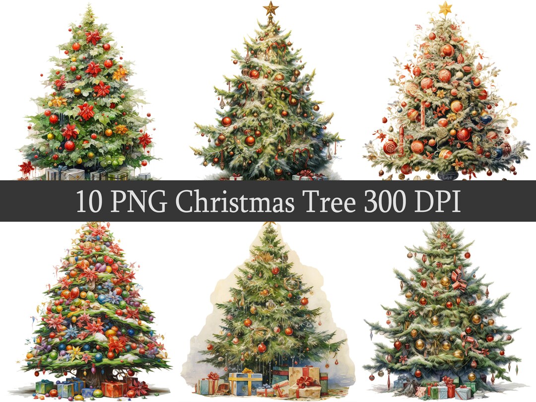 Watercolor Christmas Tree PNG Clipart Bundle, Instant Download, Tree ...
