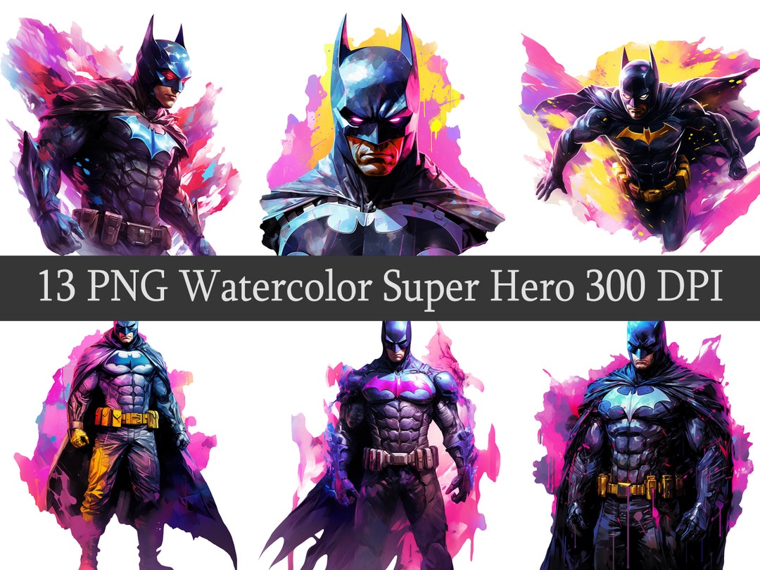 Watercolor Superhero PNG Clipart Bundle, Scrapbooking, Fan Art Clip Art ...