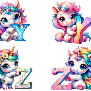 Clipart Alphabet Unicorn PNG Clipart Bundle, Scrapbooking, Fan Art Clip ...