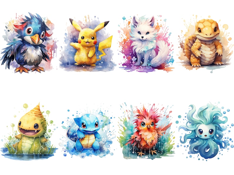 Watercolor Pokemon Clipart, PNG Fan Art Bundle (digital Download) - Etsy
