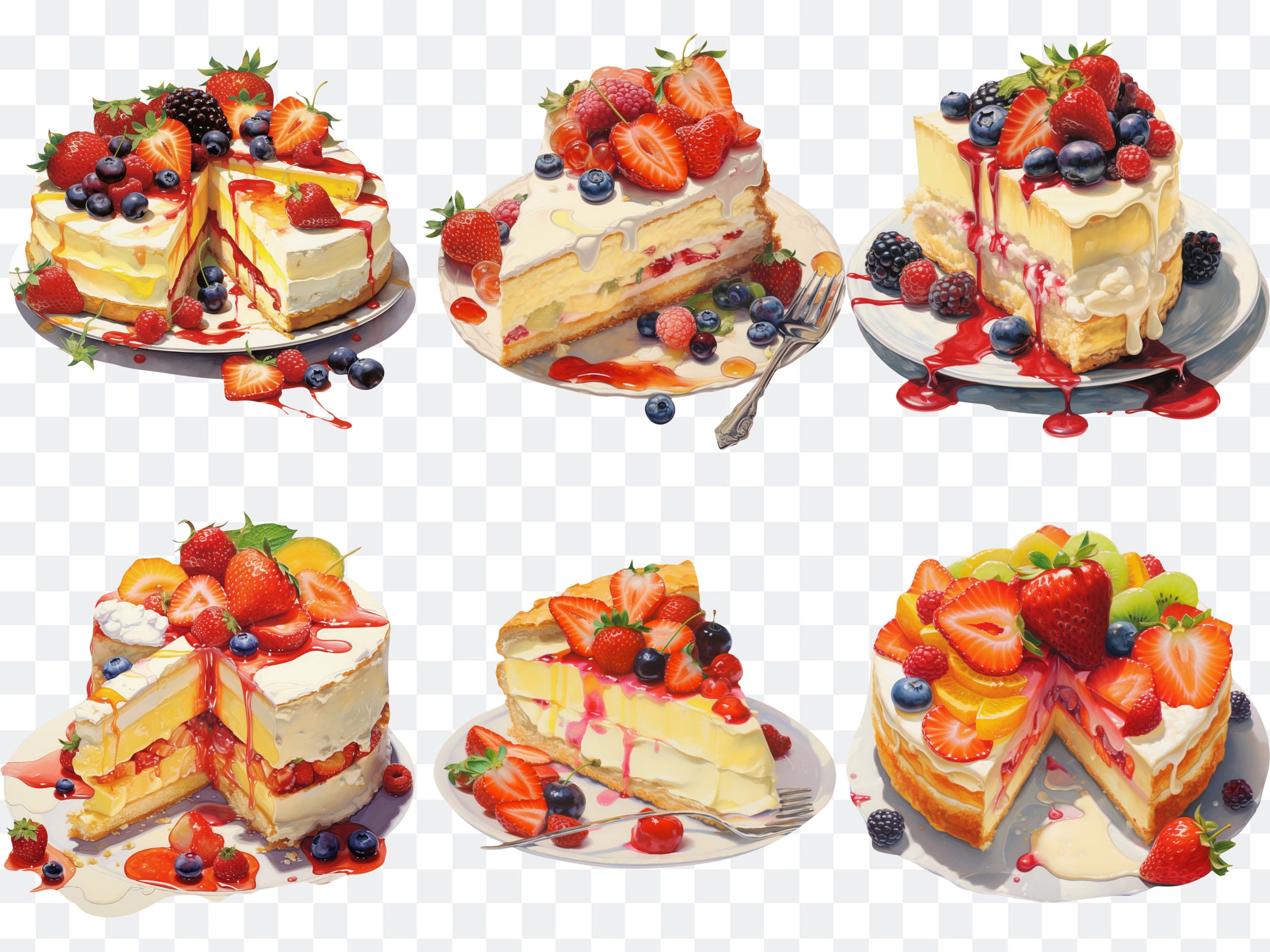 Watercolor Cheesecake PNG Clipart Bundle Instant Download - Etsy