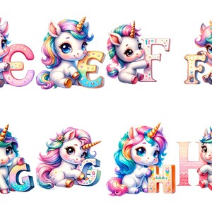 Clipart Alphabet Unicorn PNG Clipart Bundle, Scrapbooking, Fan Art Clip ...