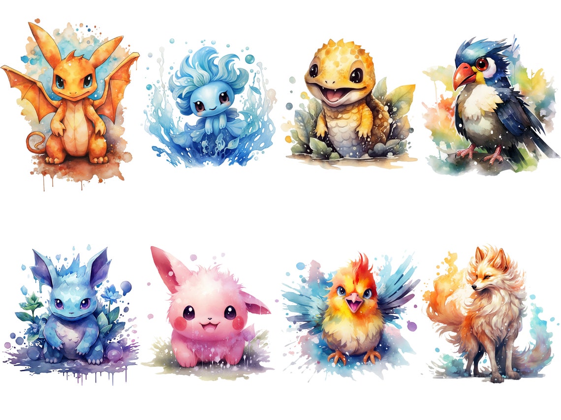Watercolor Pokemon Clipart, PNG Fan Art Bundle (digital Download) - Etsy