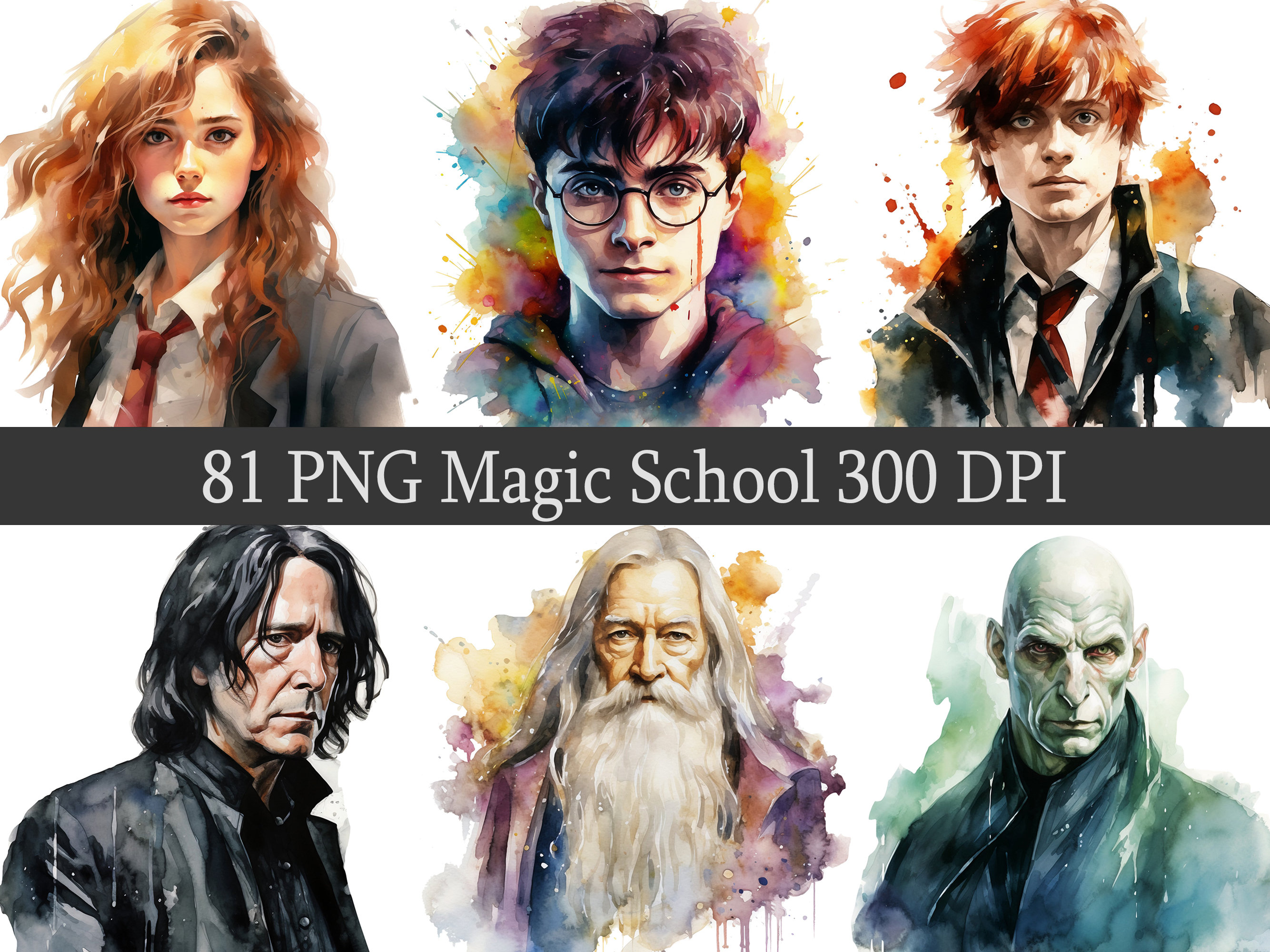 Watercolor Magic School Clipart PNG Clipart Bundle, Instant Download ...