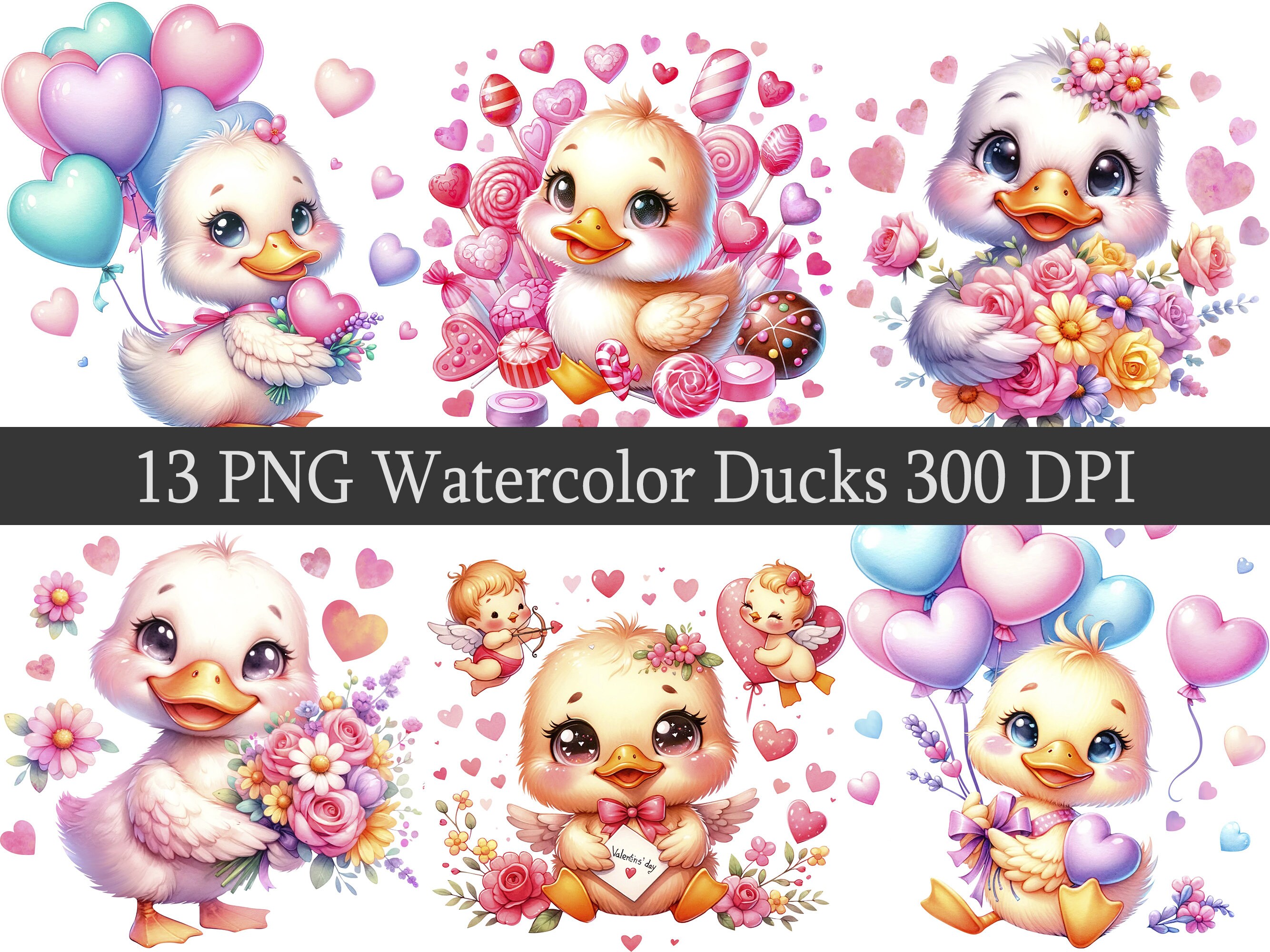 Watercolor Ducks Clipart PNG Clipart Bundle, Instant Download, Cute ...