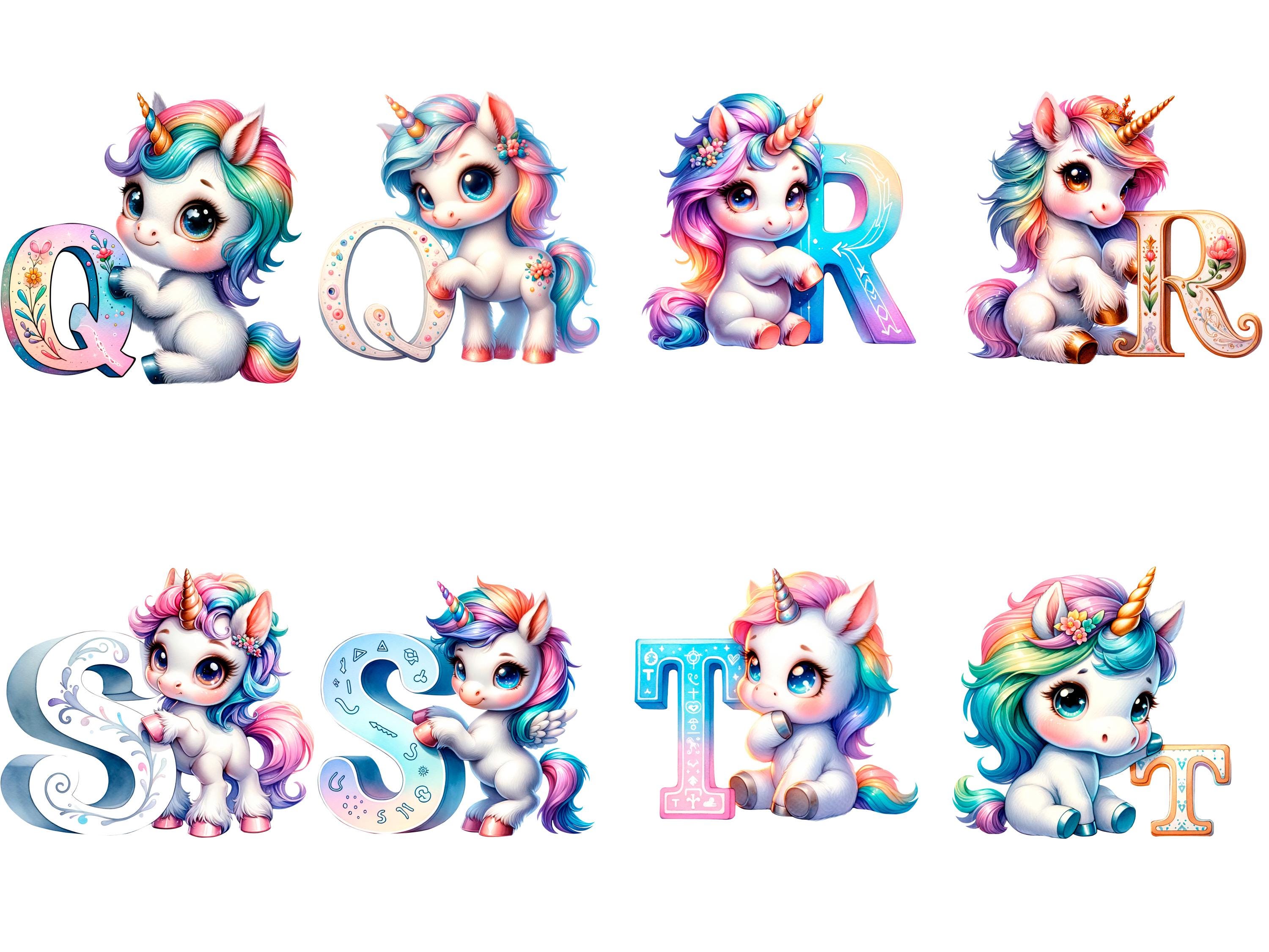 Clipart Alphabet Unicorn PNG Clipart Bundle, Scrapbooking, Fan Art Clip ...