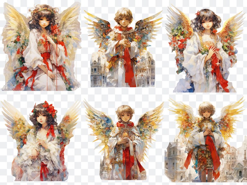 Watercolor Christmas Angel PNG Clipart Bundle, Instant Download, Angel ...