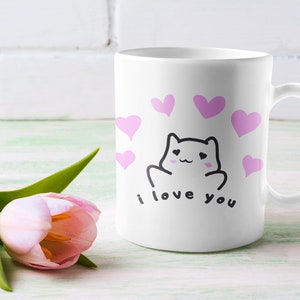 Cute Kitten Mug in Love, Cute Doodle, Valentine's Day, for Your Partner ...