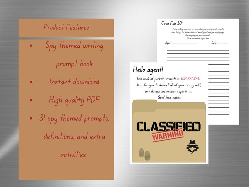 TOP SECRET Pocket Prompts: A Spy Themed Writing Prompt Journal - Etsy