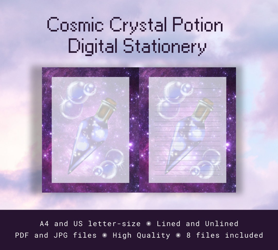 Printable Cosmic Crystal Potion Stationery | Digital Letterhead ...
