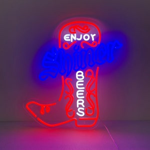 Shiner Neon Light, Neon Sign Light Decor, Boot Neon Sign, Bedroom Neon ...