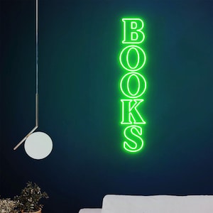 Books Neon Sign, Books Sign, Reading Room Decor, Book Lovers Gift ...