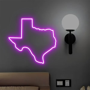 Texas Outline Neon Sign, Texas Led Sign, Texas Decor, Texas Map Wall ...