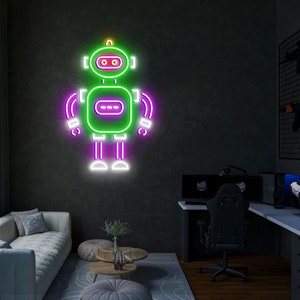 Robot Neon Light, Neon Sign Light Decor, Robot Bedroom Neon Sign ...