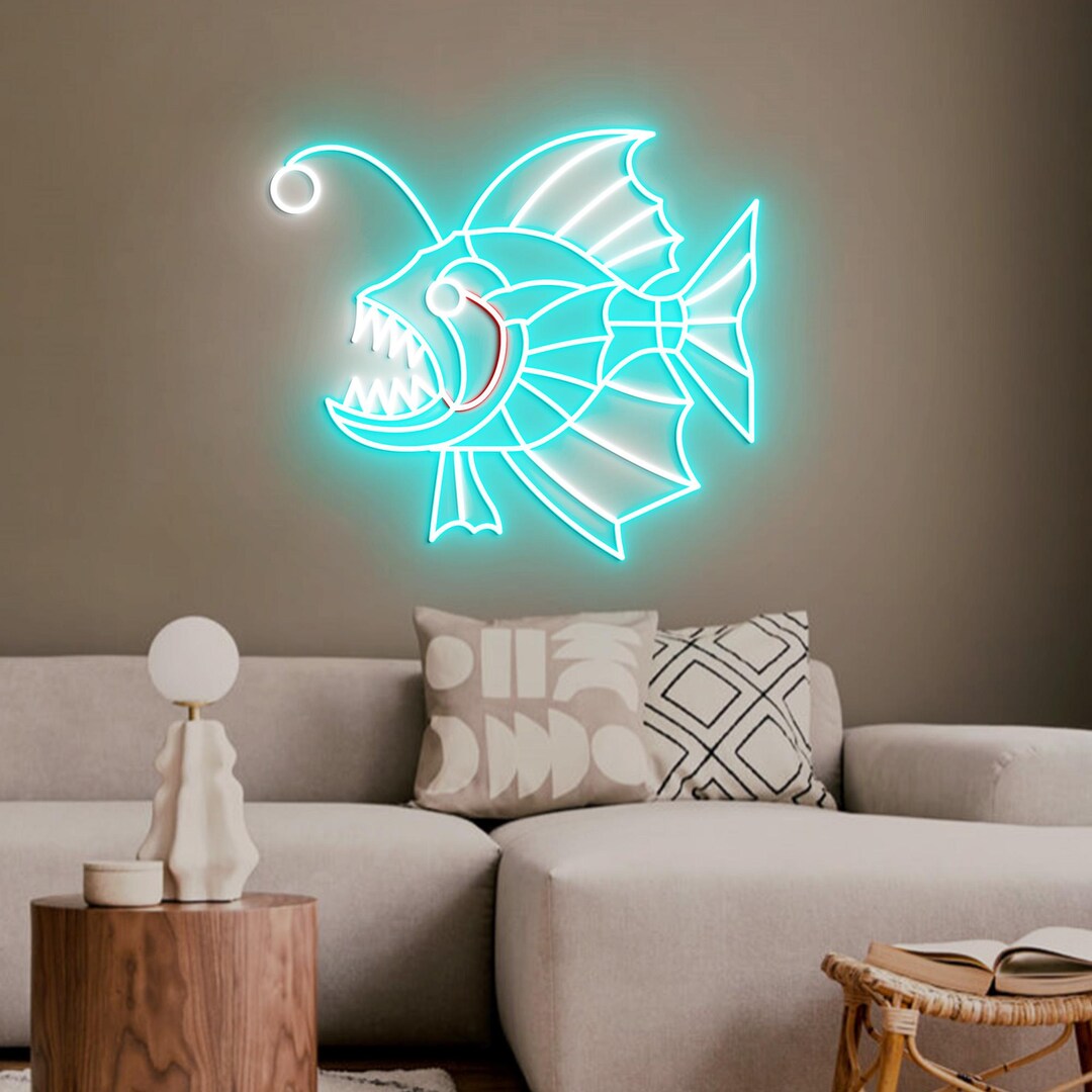 Anglerfish Neon Light, Colorful Anglerfish Home Decor, LED Neon Light ...