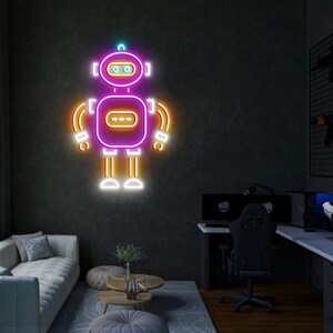 Robot Neon Light, Neon Sign Light Decor, Robot Bedroom Neon Sign ...