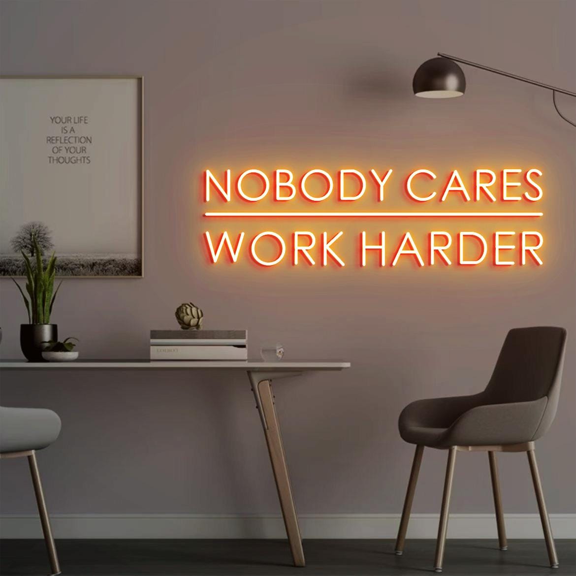 Nobody Cares Work Harder Sign, Office Wall Sign, Home Gym Design Decor ...