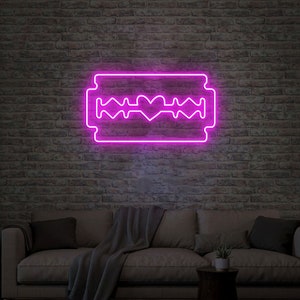Razor Blade Neon Light, Neon Sign Light Decor, Barber Shop Neon Sign ...