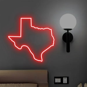 Texas Outline Neon Sign, Texas Led Sign, Texas Decor, Texas Map Wall ...