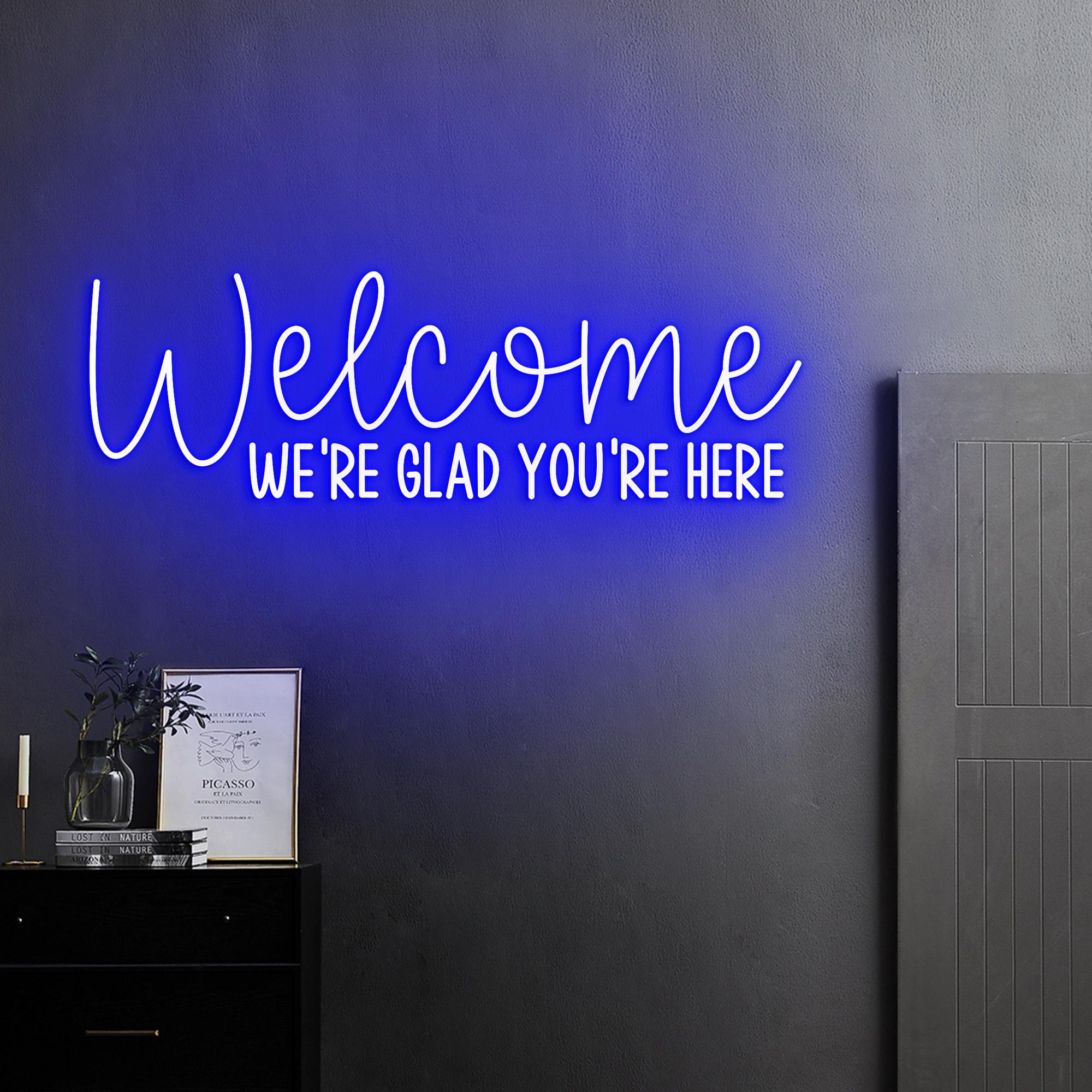 Welcome We're Glad You're Here Neon Sign, Warm LED Welcome Light for ...