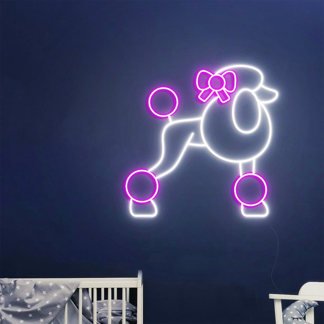 Cute Poodle Dog Neon Sign, Dog Pet Shop Wall Decor, Dog Salon Wall Art ...