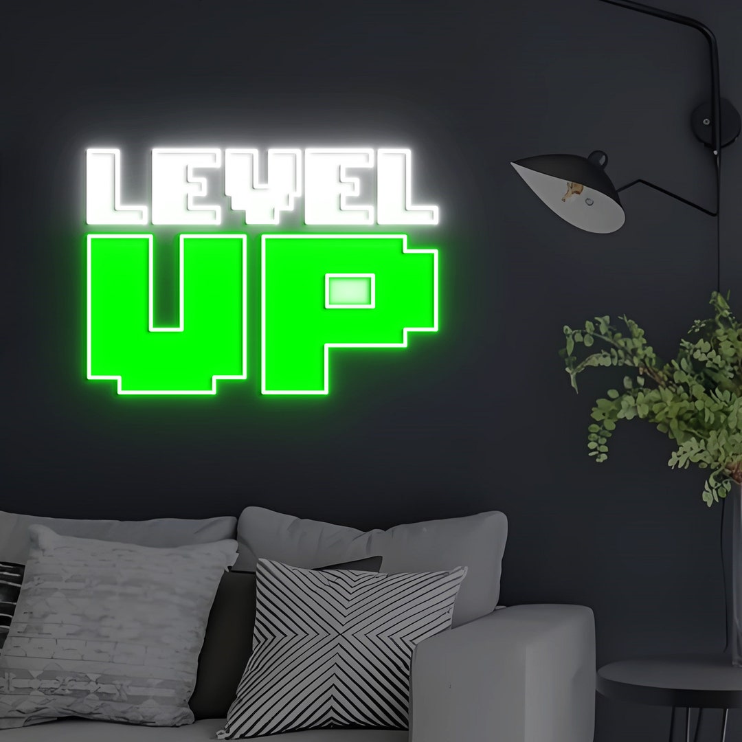 LEVEL UP Neon Sign, Custom Game Neon Sign, Retro Game Room Decor, Game ...