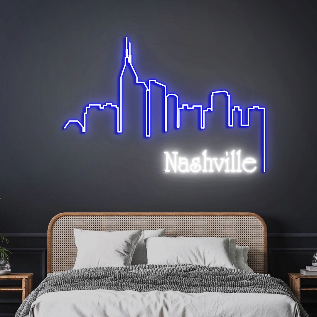 Nashville Skyline Neon Sign, Nashville City Skyline Wall Art, Custom ...