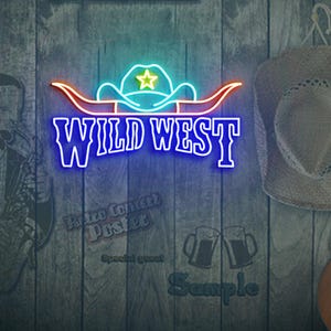 Wild West Cowboy Neon Light, Neon Sign Light Decor, Cowboy Neon Sign ...