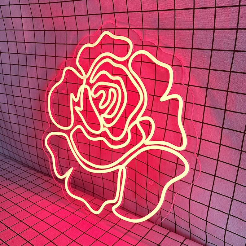 Rose Neon Light Neon Sign Light Decor Rose Bedroom Neon - Etsy