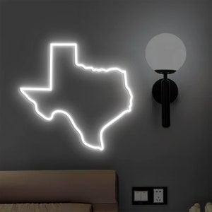 Texas Outline Neon Sign, Texas Led Sign, Texas Decor, Texas Map Wall ...