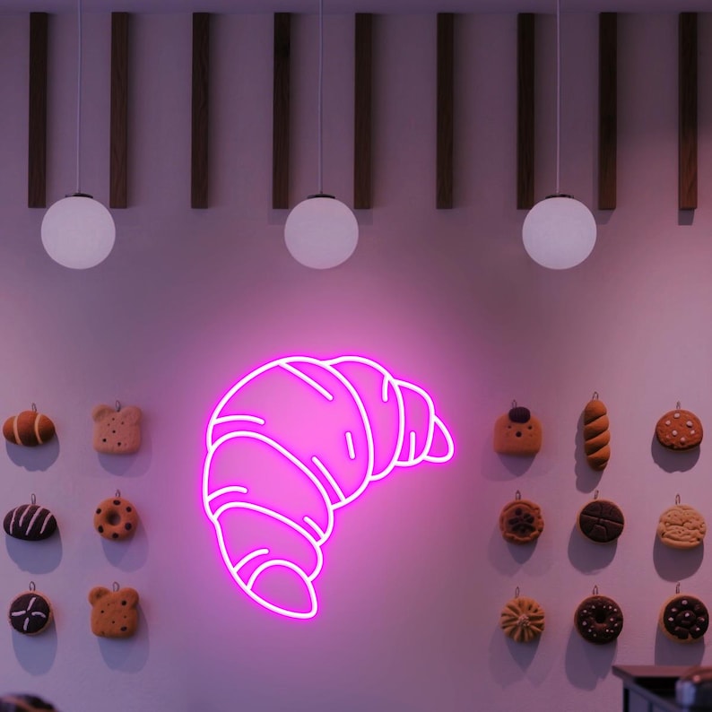 Croissant LED Neon Sign: French Bakery Cafe Wall Art - Etsy