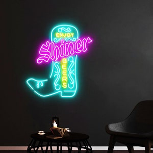 Shiner Neon Light, Neon Sign Light Decor, Boot Neon Sign, Bedroom Neon ...