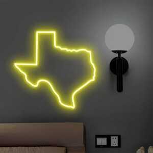 Texas Outline Neon Sign, Texas Led Sign, Texas Decor, Texas Map Wall ...