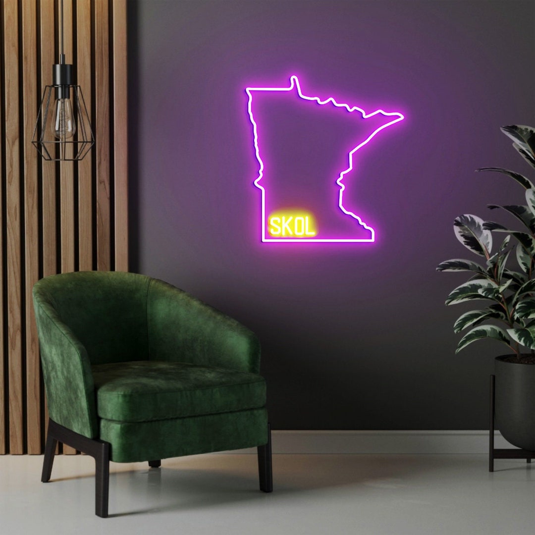 SKOL Sign, Skol Minnesota Vikings Neon Sign, Vikings Skol Home Decor ...