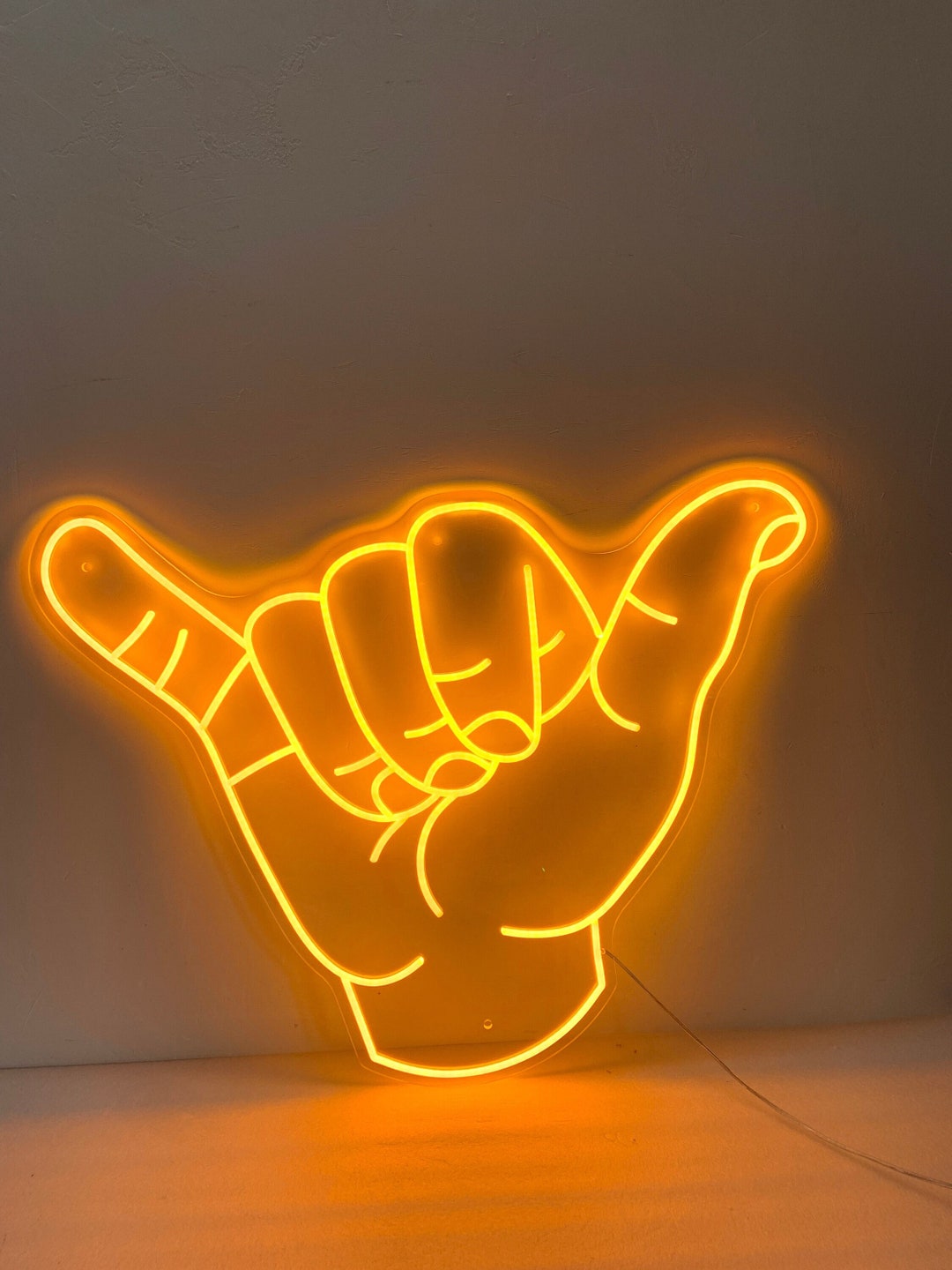 Shaka Hand Neon Sign Hand Wall Art Hang Loose Hand Surf Art Decor Hawaii Surf Hand Wall Art
