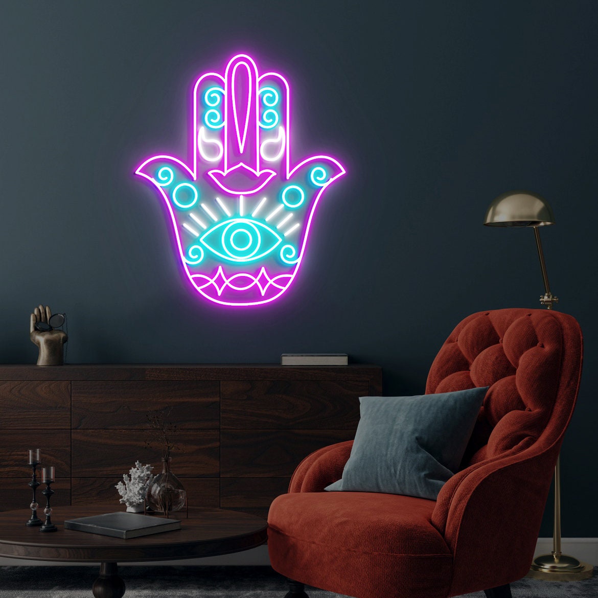 Hamsa Neon Sign Hamsa Hand Neon Light Hamsa Hand Art Hamsa - Etsy