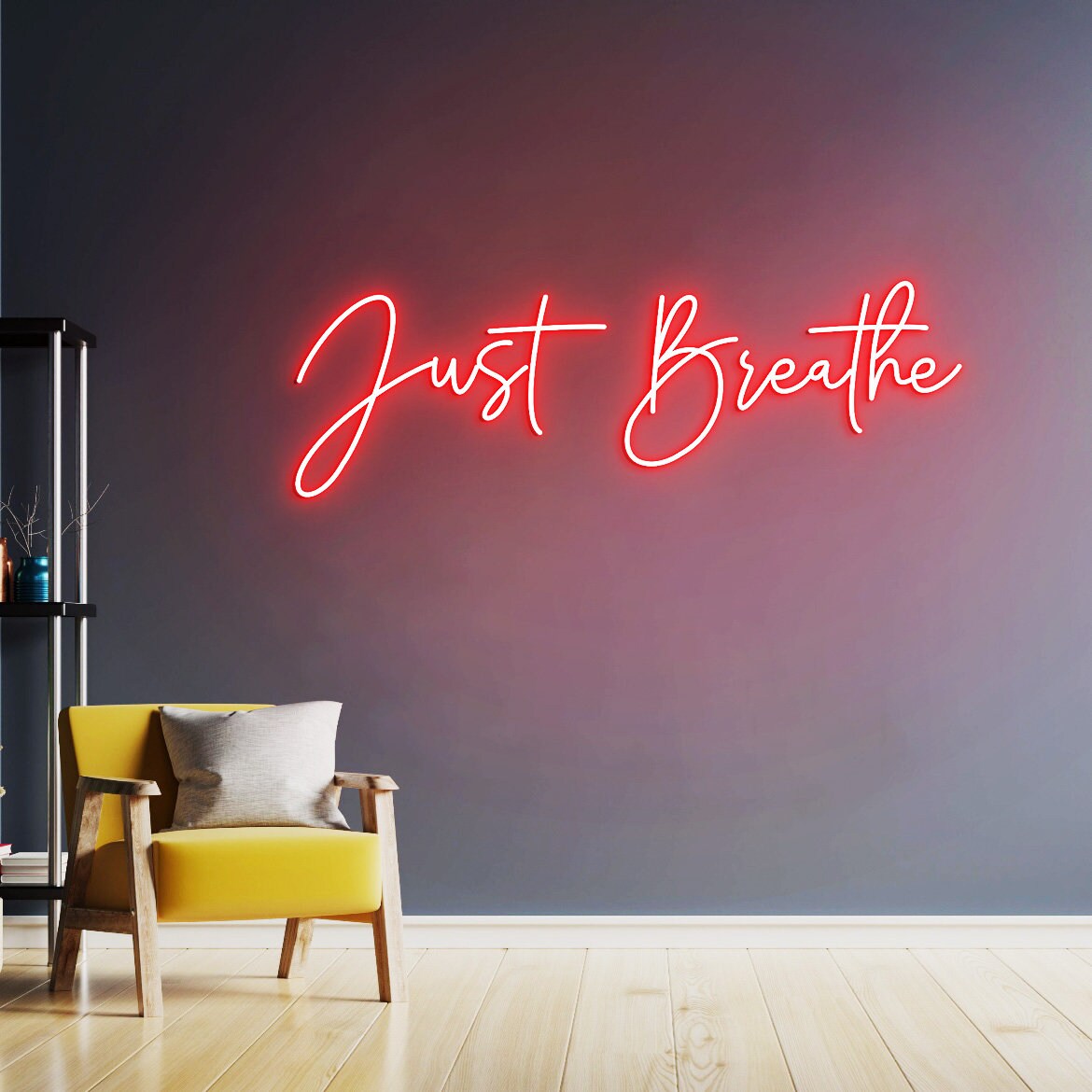 Just Breathe Neon Sign, Just Breathe Sign, Yoya Gym Wall Decoration ...