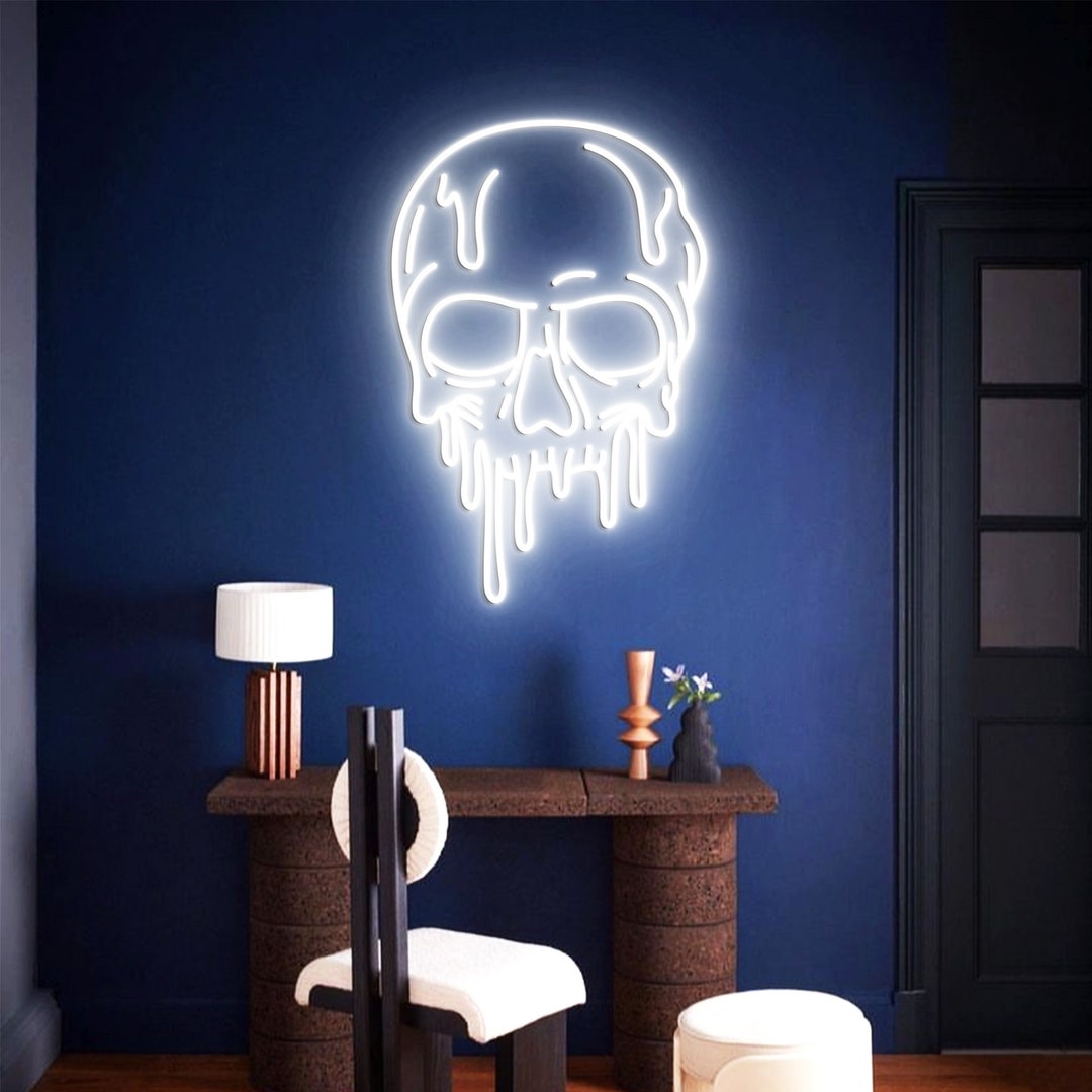 Melting Skull Skeleton Neon Light, Neon Sign Light Decor, Skull Neon ...