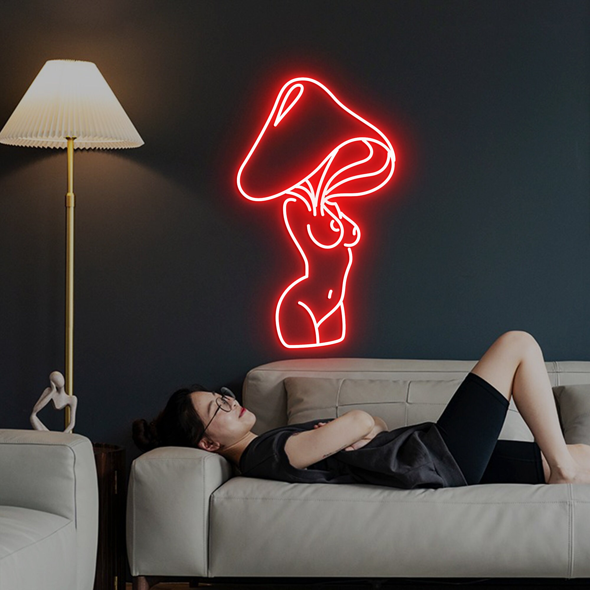 Mushroom Lady Led Neon Sign Lady LED Lights Bar Neon Sign - Etsy