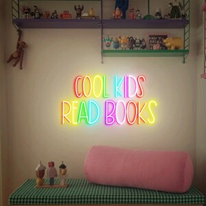 Cool Kids Read Books Sign, Bright Color Room Decor, Reading Wall Decor ...