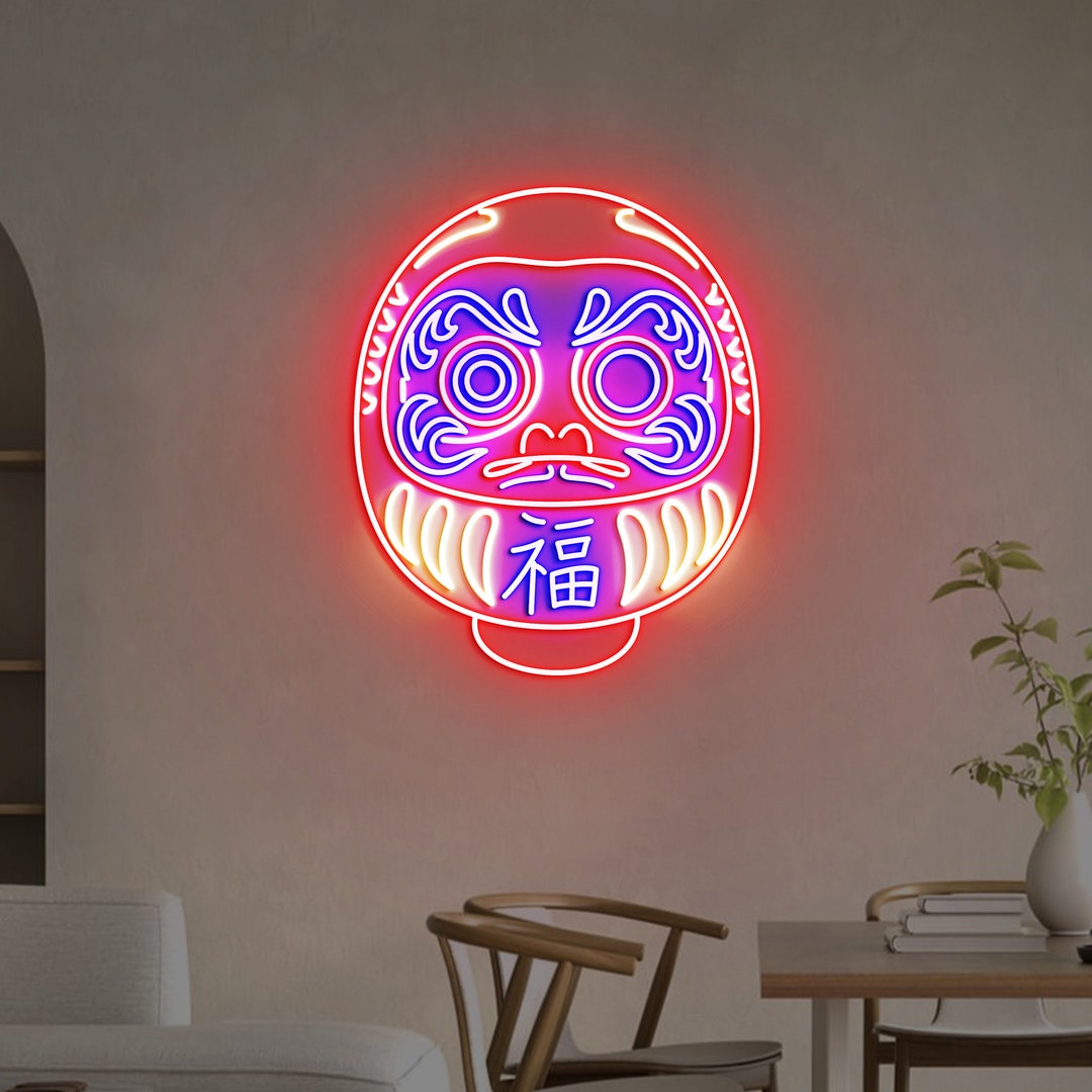 Japanese Daruma Doll Neon Sign, Neon Sign Light Decor, Daruma Doll ...