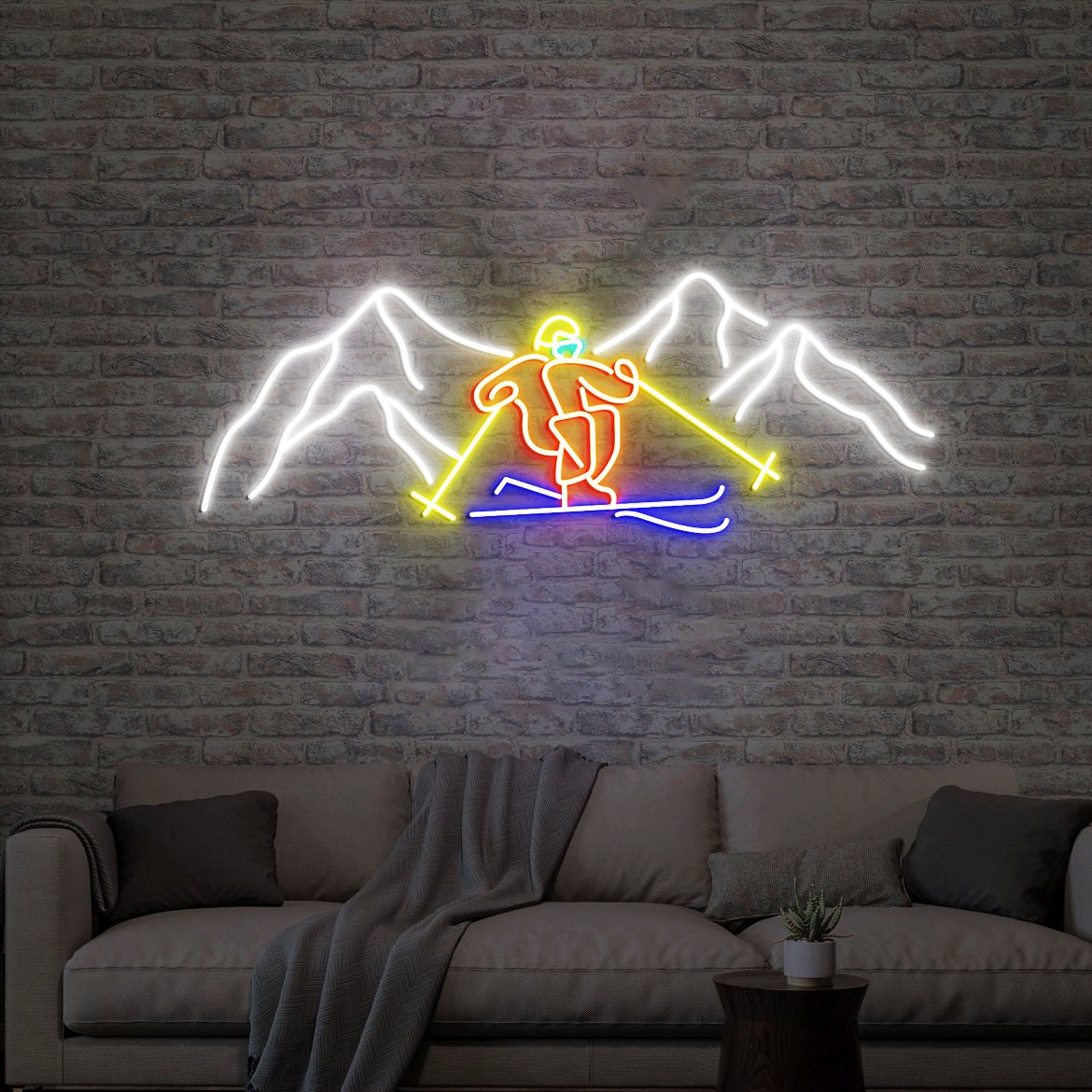 Ski Neon Sign, Ski Wall Decor, Skier Neon Sign, Gifts for Skiers, Ski ...