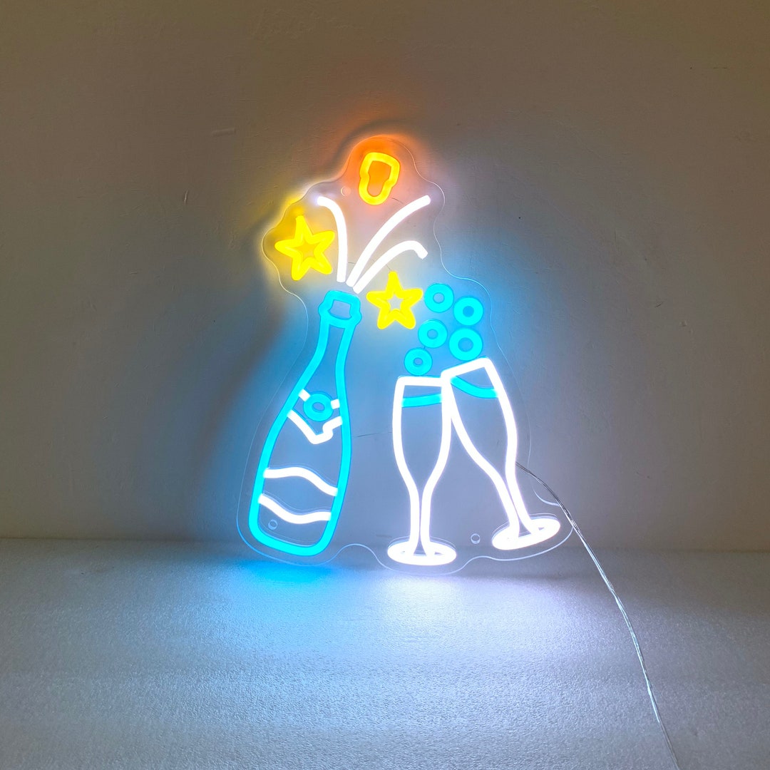 Champagne Neon Light, Neon Sign Light Decor, Champagne Bedroom Neon ...