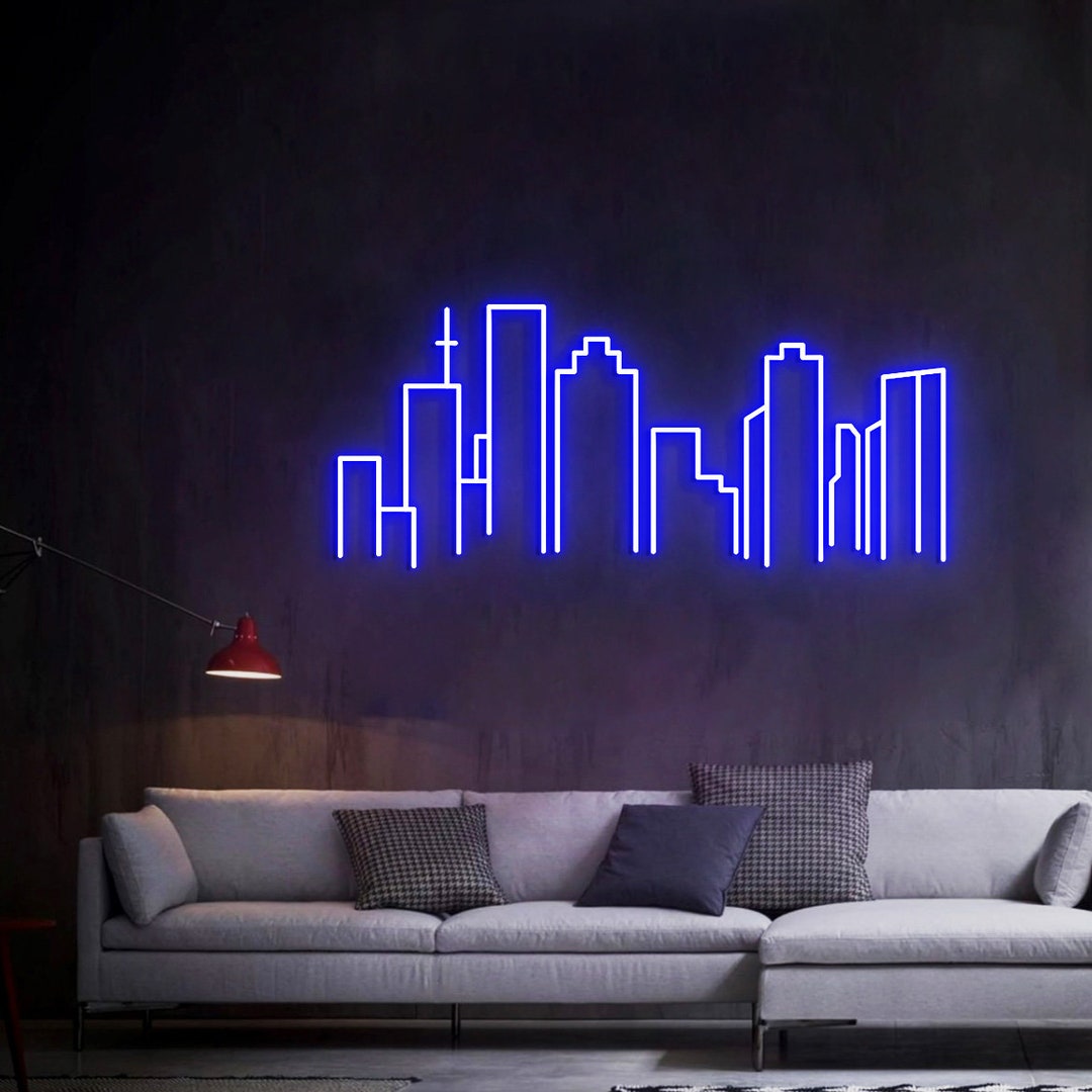 Houston Skyline Sign, Custom Skyline Neon Sign Home Wall Decor, Houston ...