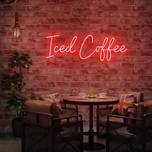 Iced Coffee Sign, Coffee Bar Shop Neon Sign, Iced Coffee Neon Sign Cafe ...