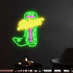 Shiner Neon Light, Neon Sign Light Decor, Boot Neon Sign, Bedroom Neon ...