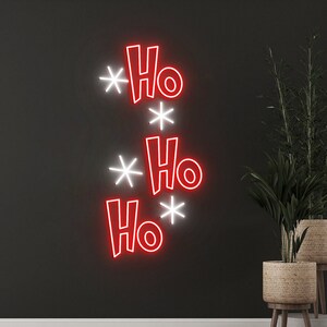 Ho Ho Ho Neon Sign, Santa, Christmas Decor, Xmas Wall Art, Holiday Wall ...