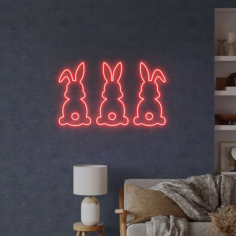 Easter Bunny Neon Sign Light, Easter Bunny Wall Decor, Cute Bunny ...