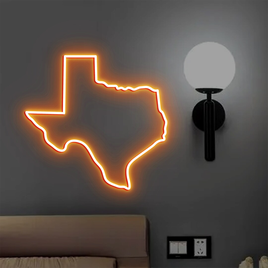 Texas Outline Neon Sign Texas Led Sign Texas Decor Texas - Etsy